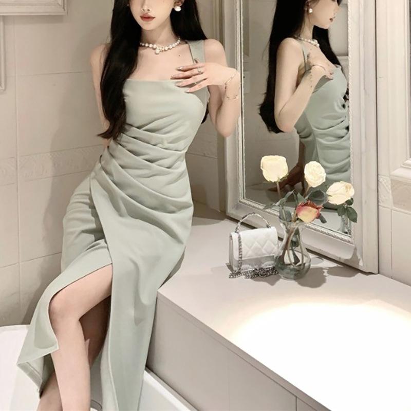 2025春夏レディース服 優雅 着痩せ ロングワンピース 気質 キャミワンピース 2色展開[S~XL] | 卸売・ 問屋・仕入れの専門サイト【NETSEA】