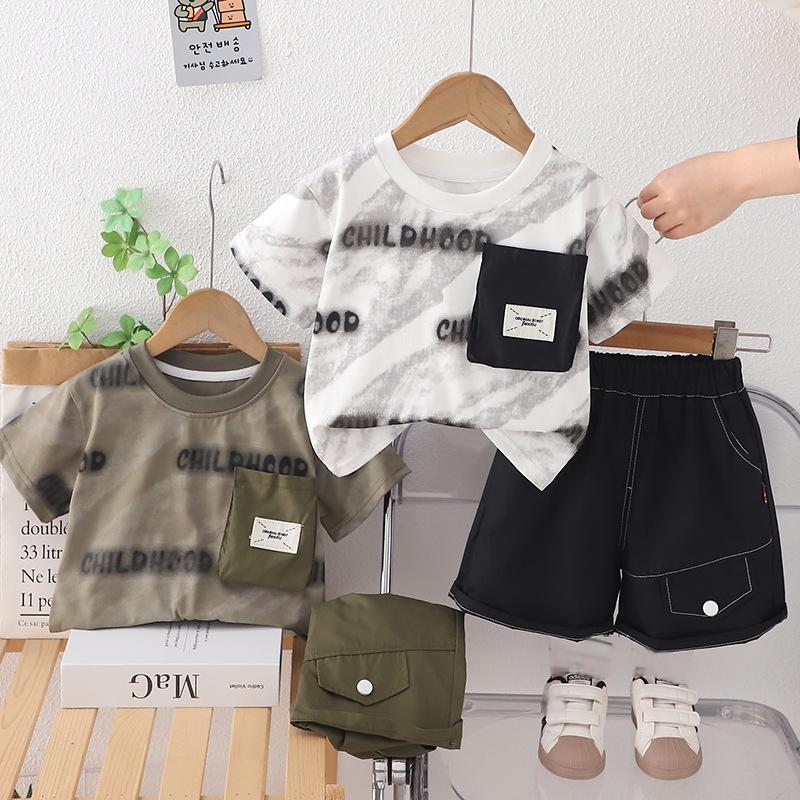 2025春夏子供服 シンプル ゆったり Tシャツ&ショートパンツ 2点セット 男女兼用 2色展開[80~120cm] | 卸売・ 問屋・仕入れの専門サイト【NETSEA】