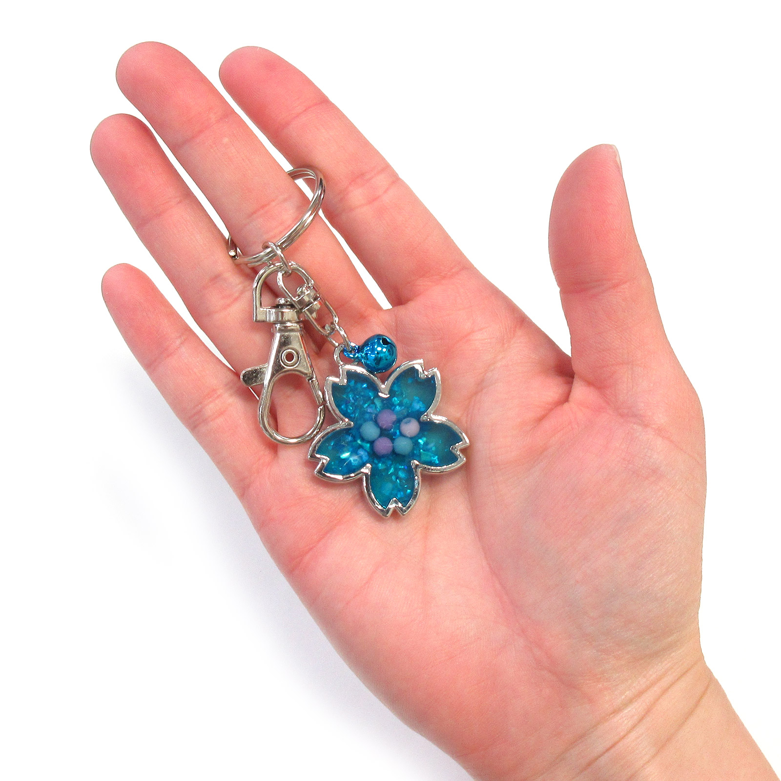 ＜雑貨・キーホルダー＞さくらキーホルダー シルバー/ブルー No.603-517 | 卸売・ 問屋・仕入れの専門サイト【NETSEA】