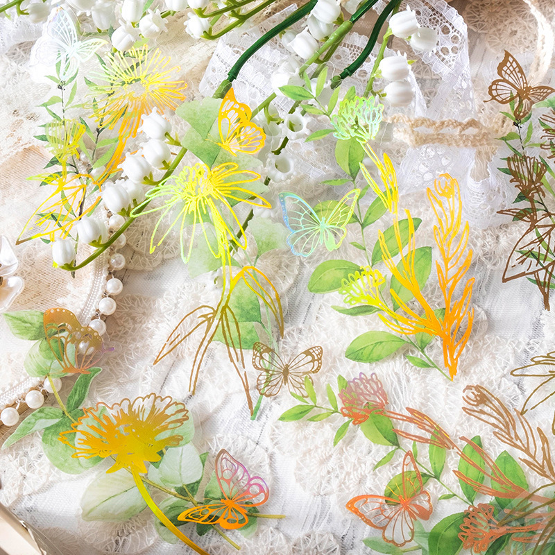 文具 PETシール貼紙 封口紙 手帳素材 絵風 アンティーク 幾何学ラベル 植物花葉蝶 10枚入 BTD&ENGI 株式会社 問屋・仕入れ・卸・卸売の専門【仕入れならNETSEA】