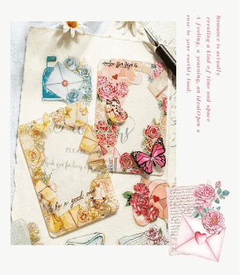 文具 PETシール貼紙 封口貼 アンティーク 手帳素材 植物花フラワー バラ 郵便物 イラスト 20枚入 BTD&ENGI 株式会社 問屋・仕入れ・卸・卸売の専門【仕入れならNETSEA】