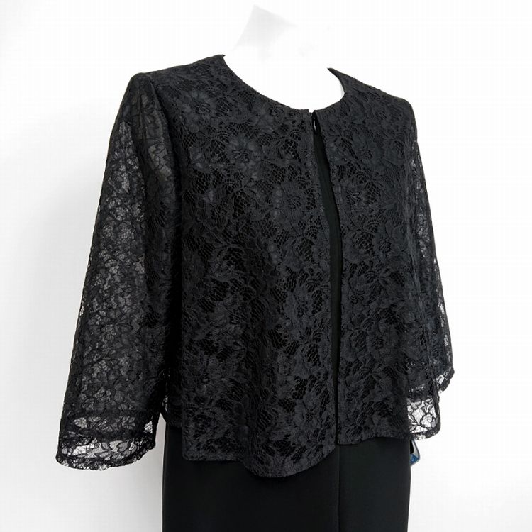 【ブラックフォーマル】ノースリーブワンピース＆レースジャケット 重ね着風フォーマルワンピース ヨーキー・コーポレーション 株式会社 問屋・仕入れ・卸・卸売の専門【仕入れならNETSEA】