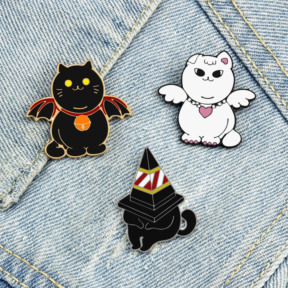 天使猫ブローチ 可愛い 猫アクセサリー ファッション タックピン ピン ラペルピン ピンバッジ MUGI 優品 問屋・仕入れ・卸・卸売の専門【仕入れならNETSEA】