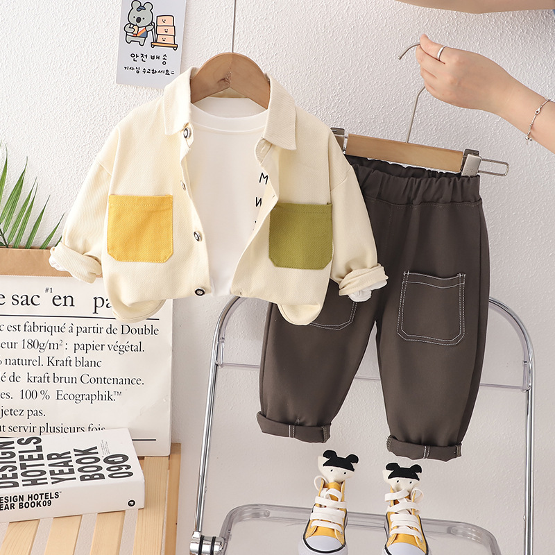 2024新作 春服 子供服 男の子 コート トレーナー ロングパンツ セットアップ 3点セット 韓国風 80-120cm | 卸売・ 問屋・仕入れの専門サイト【NETSEA】