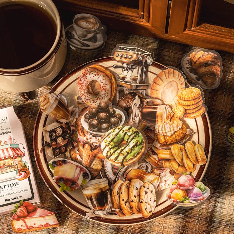 クリアシール 50柄50枚 カフェ 珈琲 コーヒー ドーナツ 食パン ケーキ クーキー ブラウン系 sztz-50-117 | 卸売・ 問屋・仕入れの専門サイト【NETSEA】