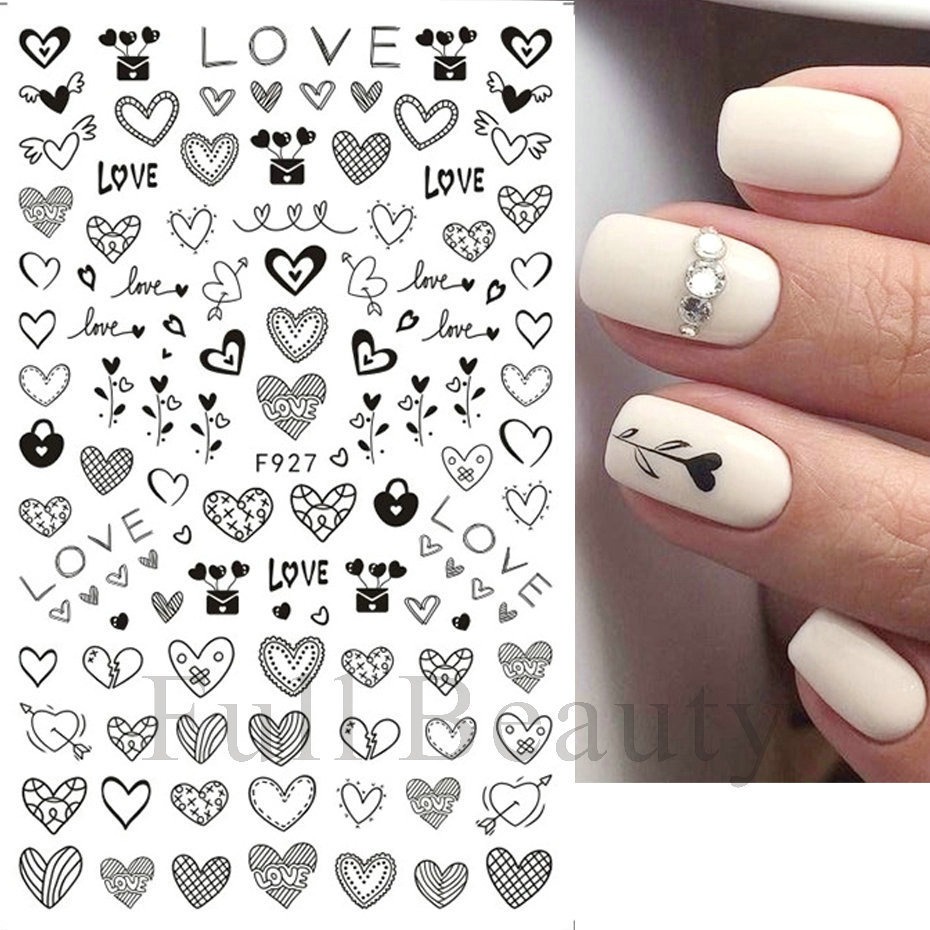 4色 ブラックシリーズ ハート型 ネイルシール ファッション ネイルアートステッカー ネイル用品 MUGI 優品 問屋・仕入れ・卸・卸売の専門【仕入れならNETSEA】