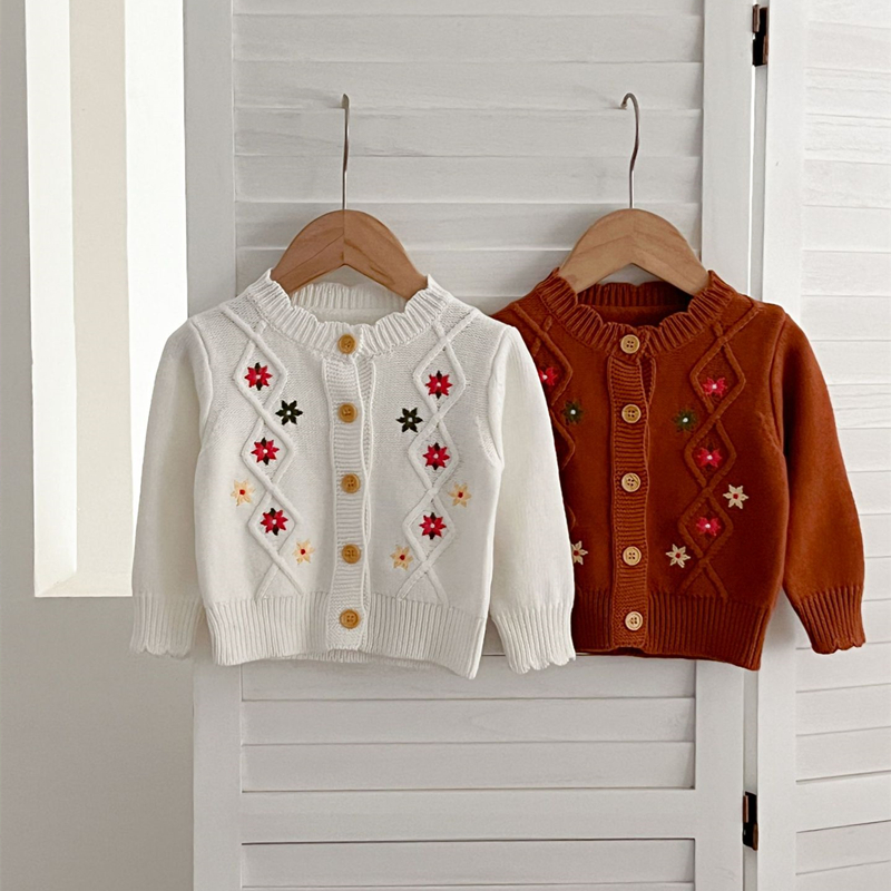 2024春新作 ベビー服 立ち襟 カーディガン ニット トップス セーター 刺繍 可愛い おしゃれ ONE MORE 問屋・仕入れ・卸・卸売の専門【仕入れならNETSEA】
