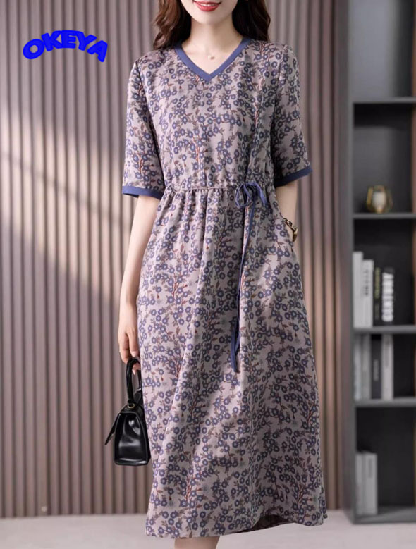 2024年夏新作 レディース服 ワンピース ロングワンピース 花柄 綿混 チュニック vネック M#-2XL# 個人事業主 OKEYA | 卸売・ 問屋・仕入れの専門サイト【NETSEA】