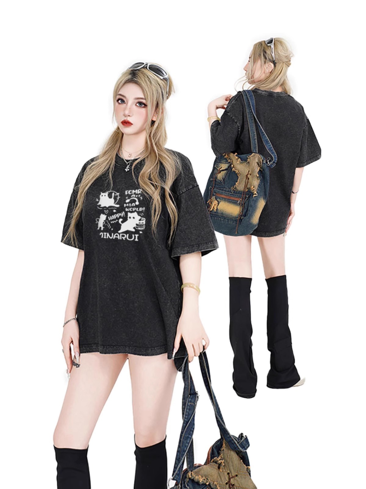 【予約224923】大きいサイズ春夏新作 韓国風 レディース ビンテージ風の加工 半袖 TシャツLL-4L | 卸売・ 問屋・仕入れの専門サイト【NETSEA】