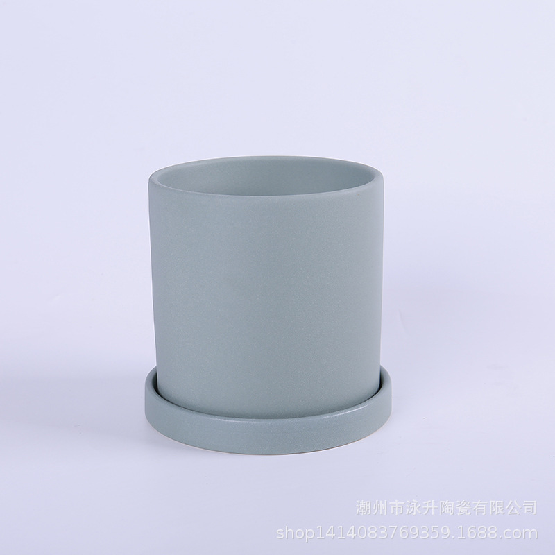 北欧モダン 陶器製植木鉢 ライトグリーン 10.5×10.5cm（受け皿付き） | 卸売・ 問屋・仕入れの専門サイト【NETSEA】