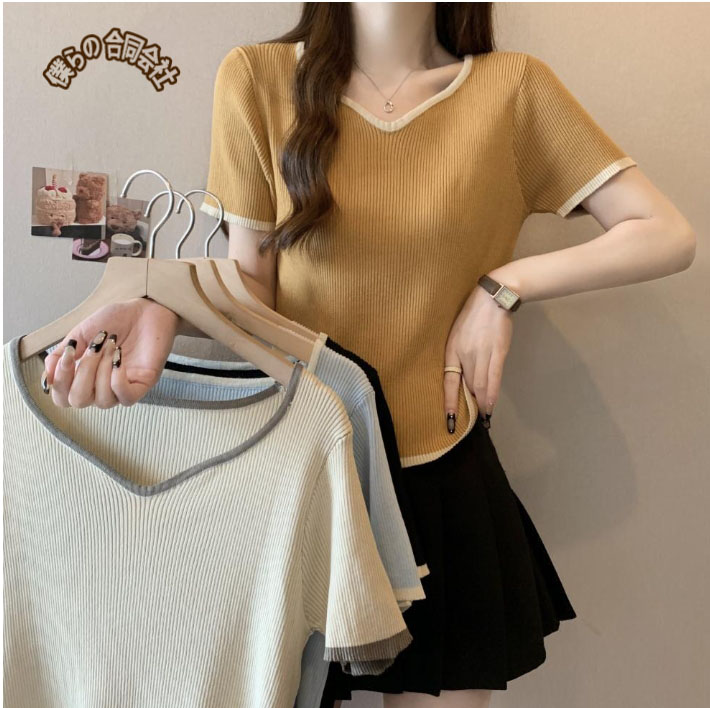 2025年INS夏新作 レディース服 トップス 半袖 Tシャツ ニット Vネック おしゃれ 可愛い M#-4XL# | 卸売・ 問屋・仕入れの専門サイト【NETSEA】